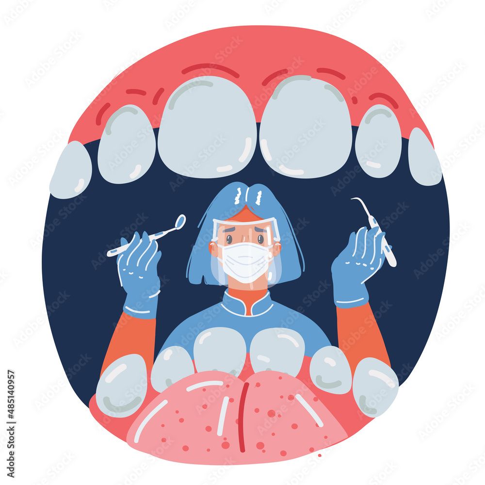 Cartoon vector illustration of human mouth open, view from the inside ...
