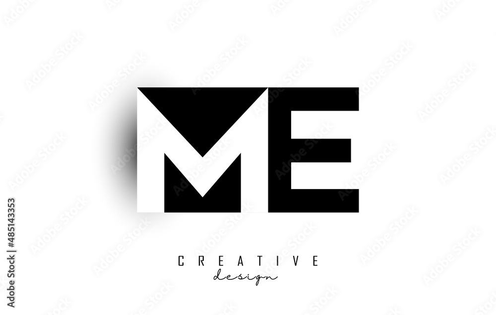 ME letters Logo with negative space design. Letter with geometric ...
