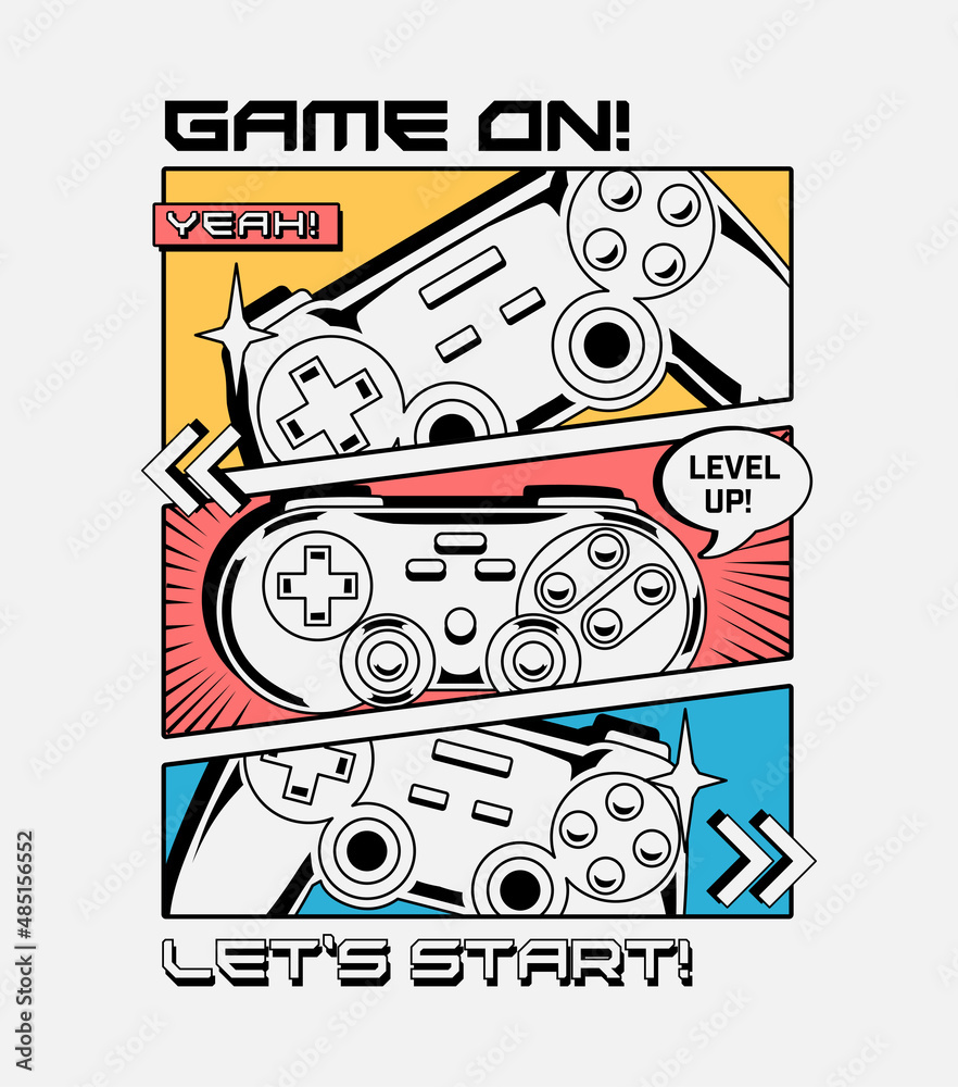 Poster Vector joysticks gamepad illustration with slogan texts, for t ...