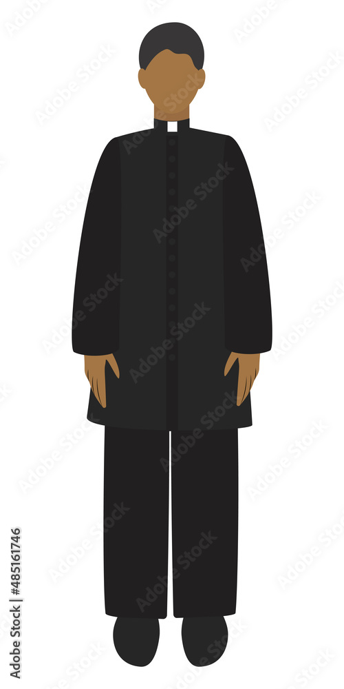 Priest in cassock with Roman collar Christian pastor Vector ...