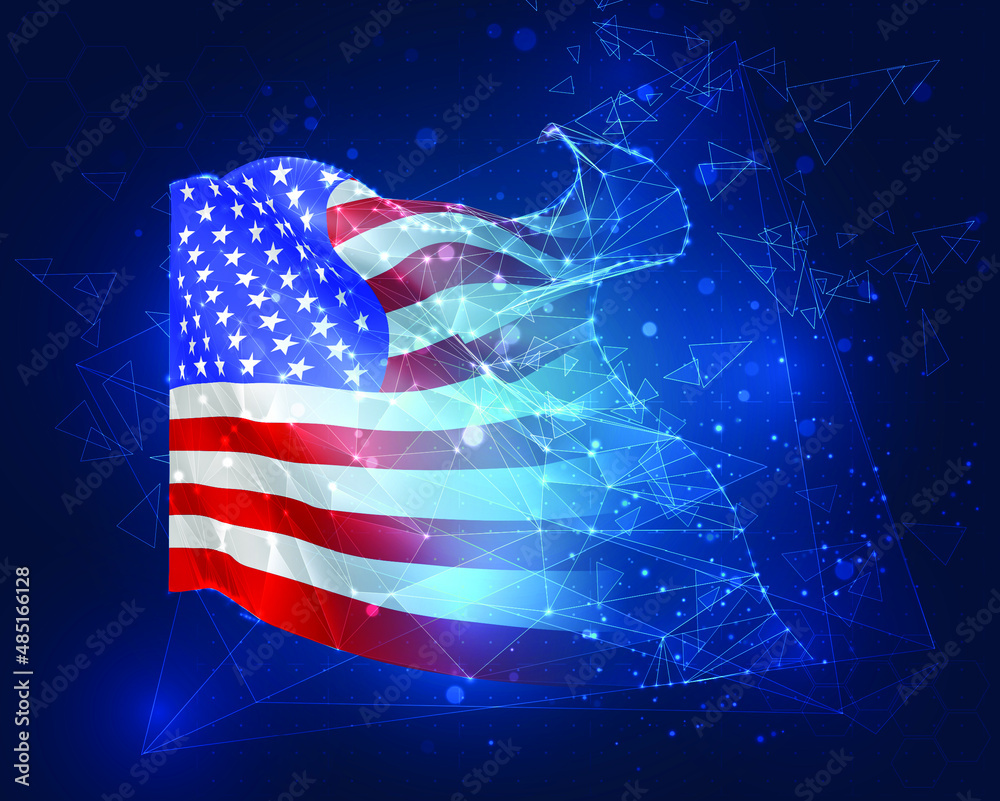 usa, america, vector flag, virtual abstract 3D object from triangular ...