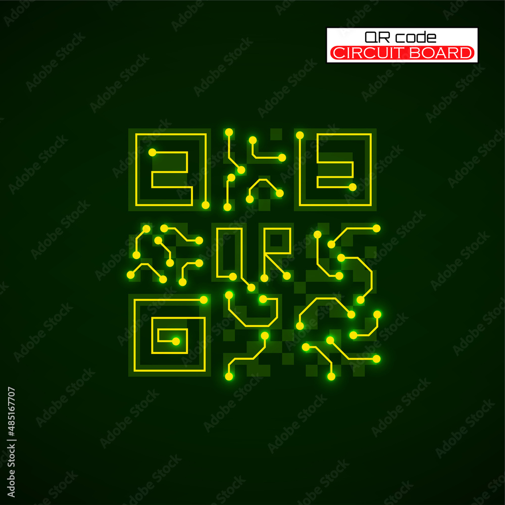 Qr code with Circuit board logo. Technology code, barcode ...