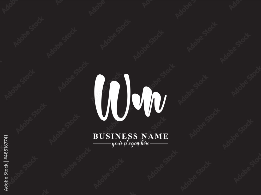 Alphabet WM letter signature logo, signature Wm mw logo icon design ...