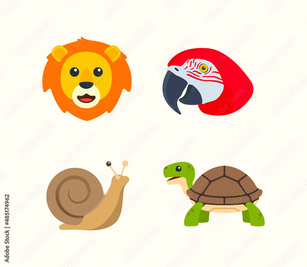 Animal emoji vector illustration set. Animal icon set Stock Vector ...