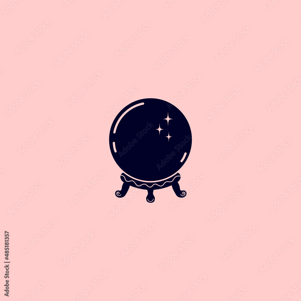 Linear logo or emblem template - magic ball. Abstract symbol for ...