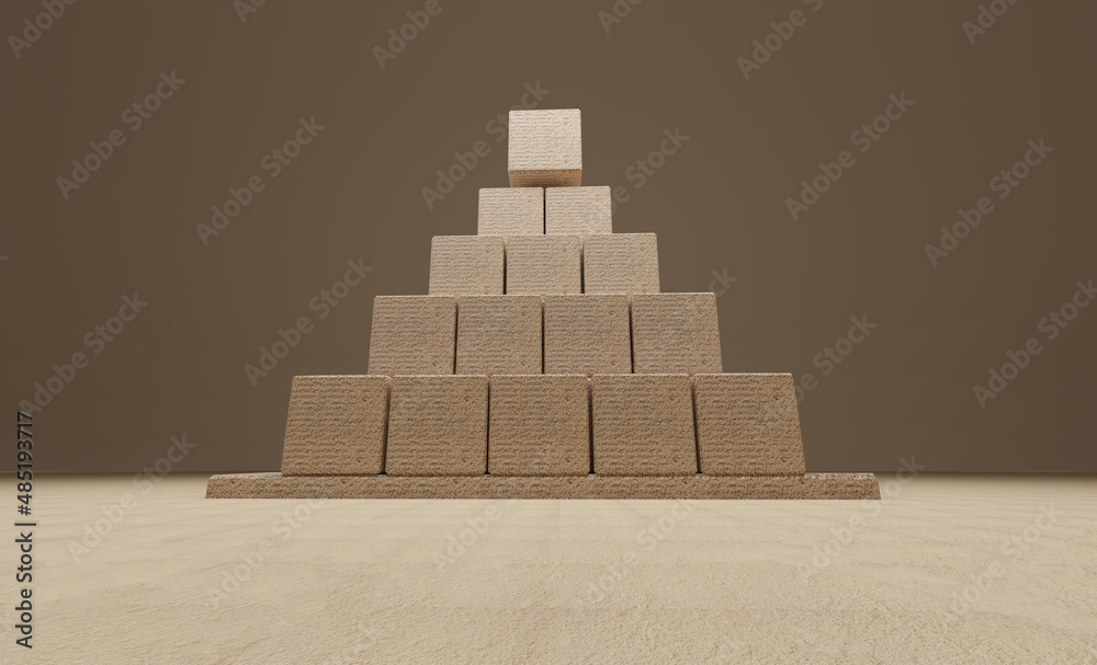 Egyptian pyramid with cubes. Stone texture , five level cubes/ Stock ...