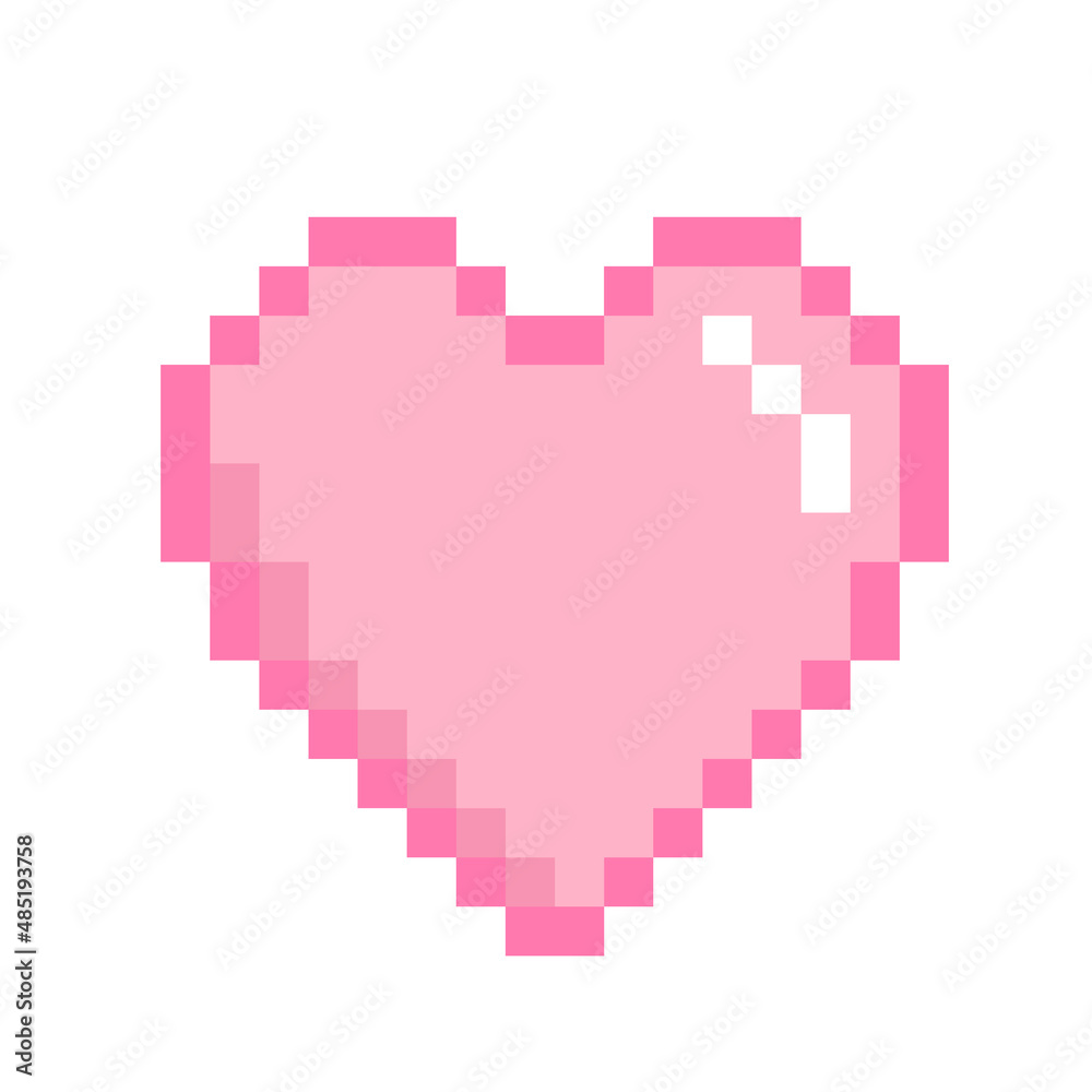 Romantic pink pixel heart. Valentine's Day, 8 march retro style design ...
