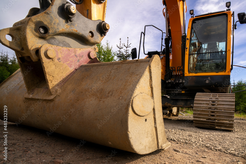 Excavator on caterpillars,heavy construction equipment consisting of a ...