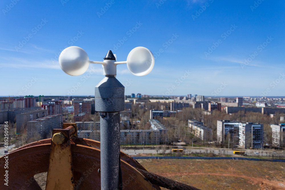 sensor on a tower crane at the top, antenna for receiving signals ...