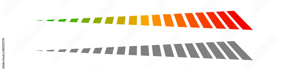 Level, progress bar, indicator. Low-high progression, guage, meter and ...