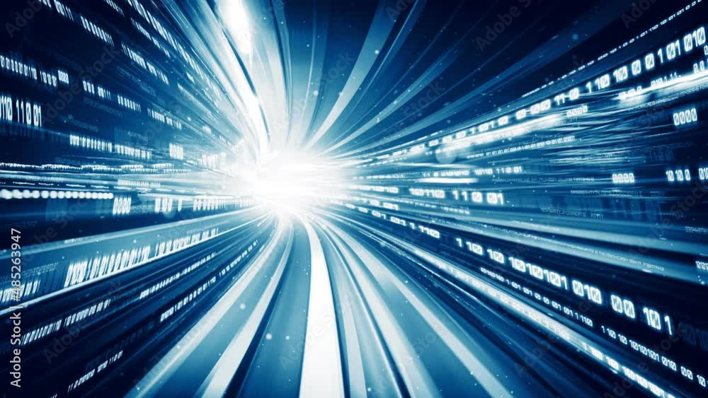 Loopable video of digital data flow on road in concept of program ...