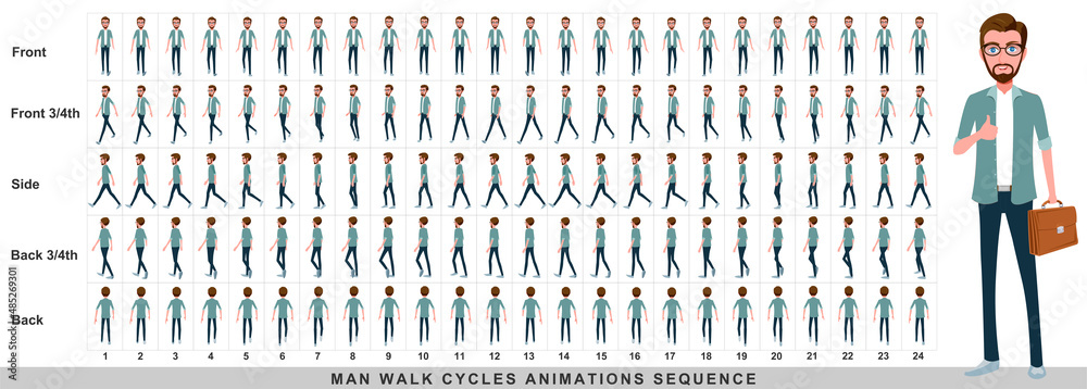Walking animation of businessman,Character Walk Cycle Animation ...