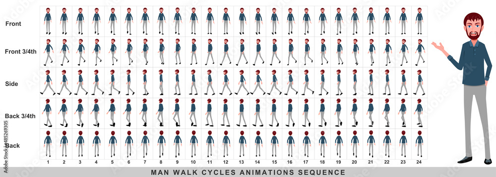 Walking animation of businessman,Character Walk Cycle Animation ...