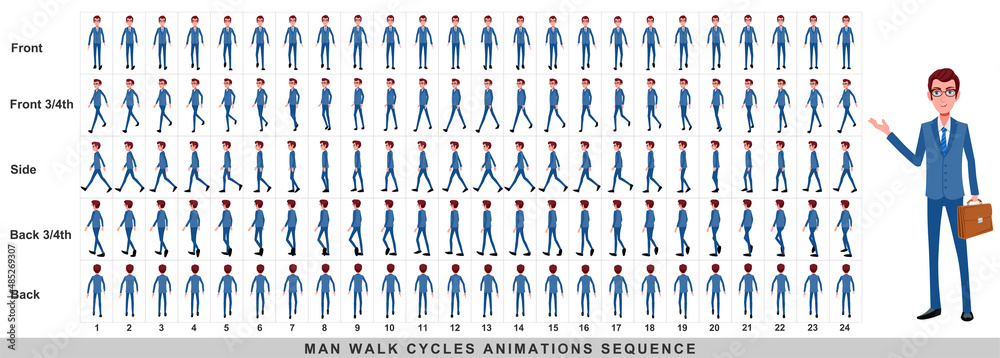 Walking animation of businessman,Character Walk Cycle Animation ...