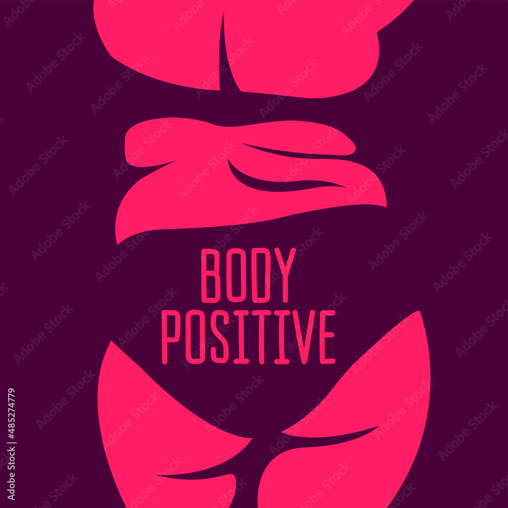 vector illustration on the theme of body positivity.silhouette of a fat ...