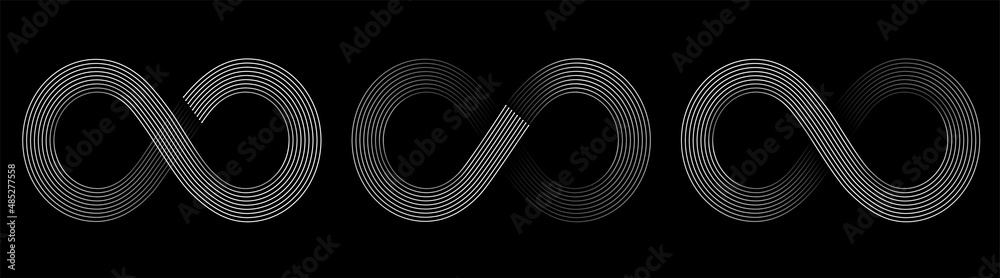 Circular sound wave rhythm from lines. Symbol infinity, repetition and ...