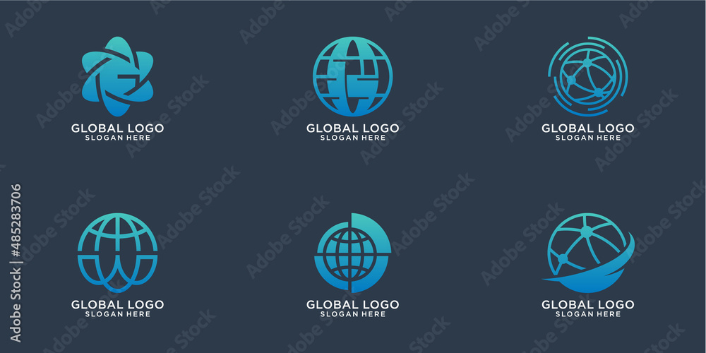 Set of abstract global logo design Stock Vector | Adobe Stock