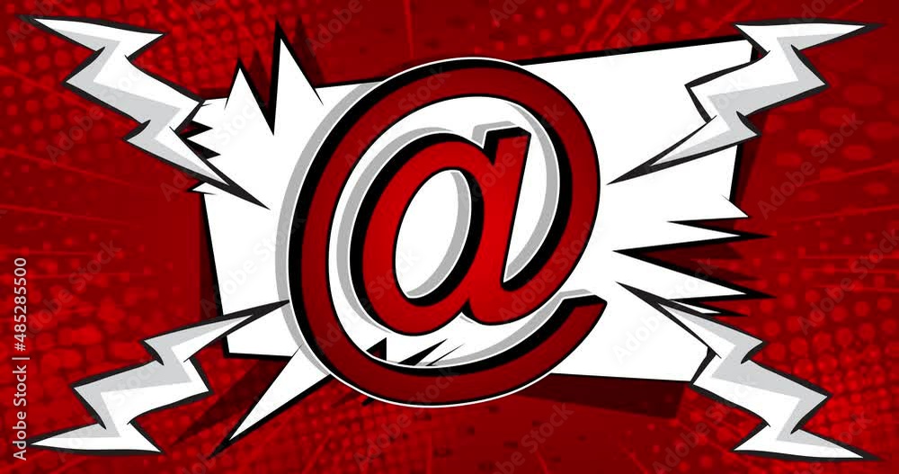 At sign, E-Mail, mail internet symbol. Motion poster. 4k animated Comic ...