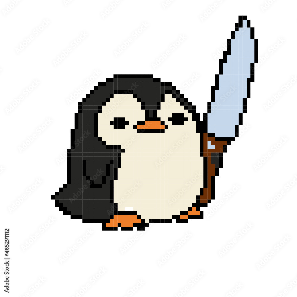 pixel art of a penguin Stock Vector | Adobe Stock