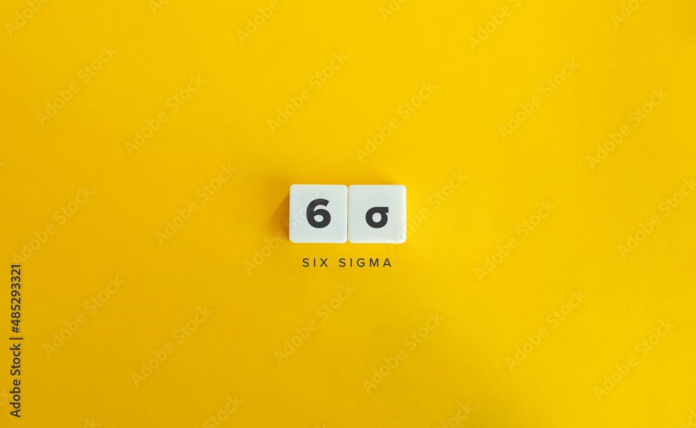 Six Sigma (6σ) banner and concept. Block letters on bright orange ...