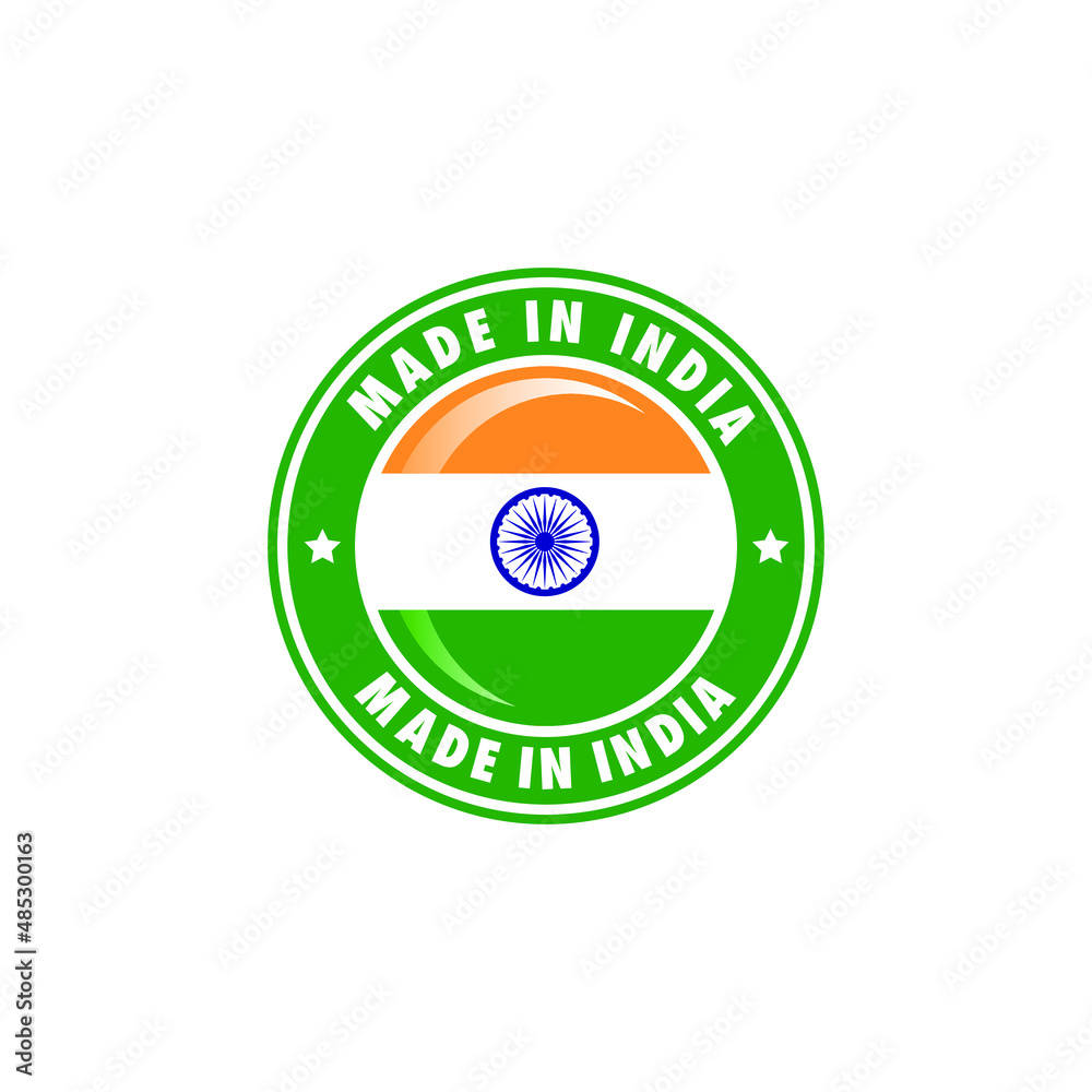 Made in India flag logo vector for label, stamp, sticker, badge, emblem ...