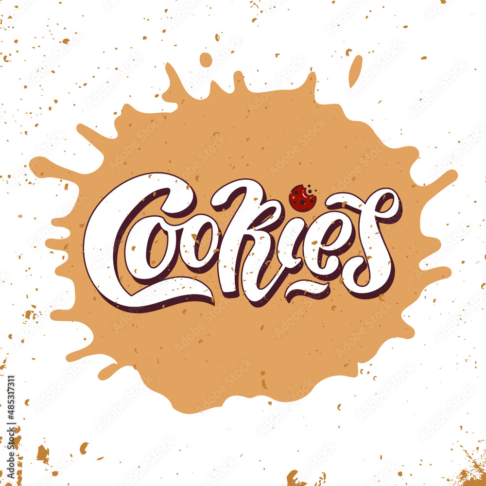 Cookies hand lettering, digital vector illustration with a brown cookie ...