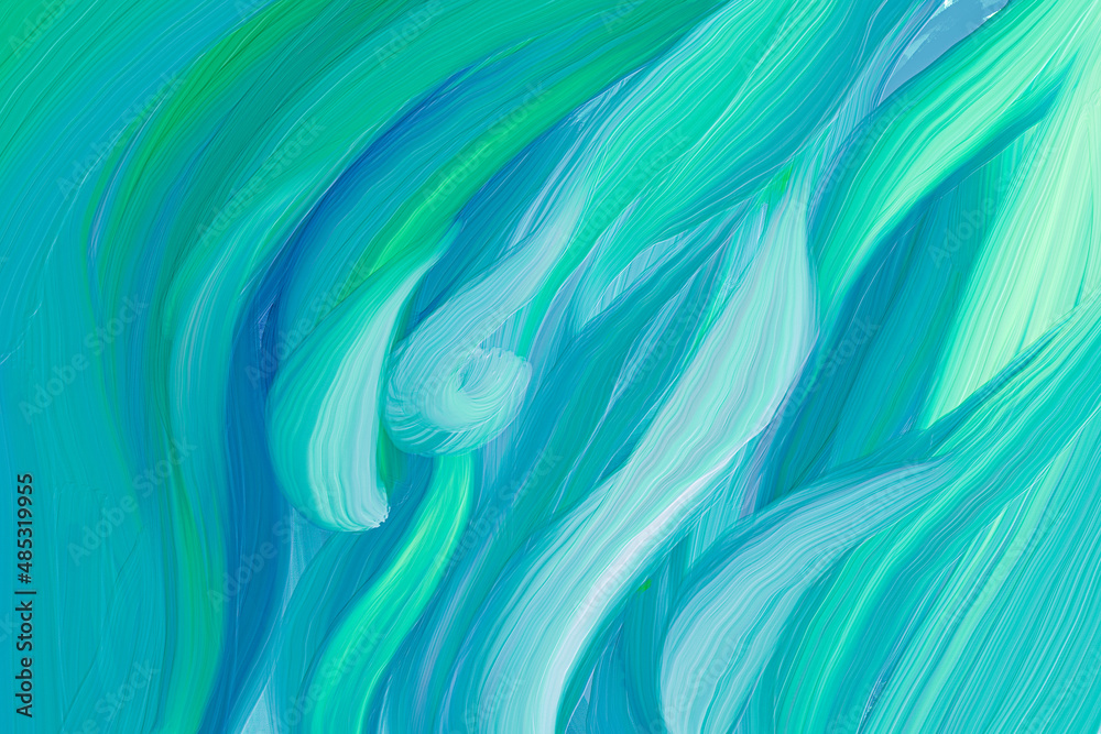 abstract blue background with waves, abstraction with paint strokes ...
