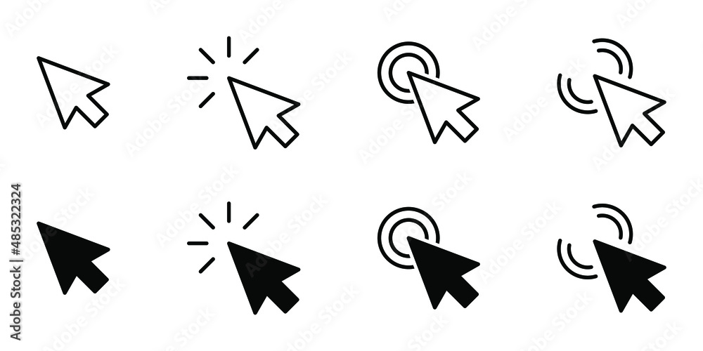 Cursor arrows icons, click vector icons. Stock Vector | Adobe Stock