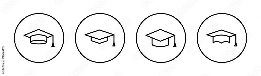 Education icon set. Graduation cap sign and symbol. Graduate. Students ...