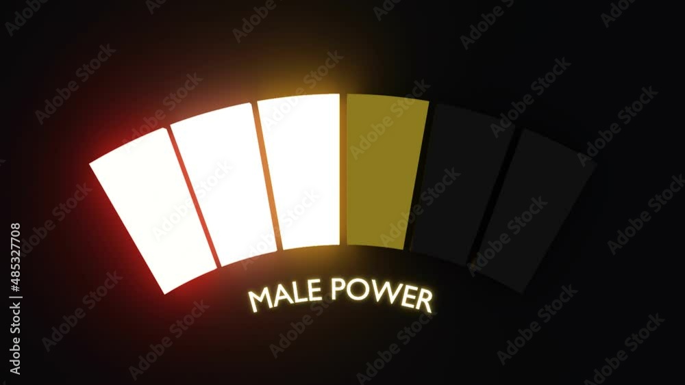 Male power level measuring device. Neon shine scale. 3D render Stock ...