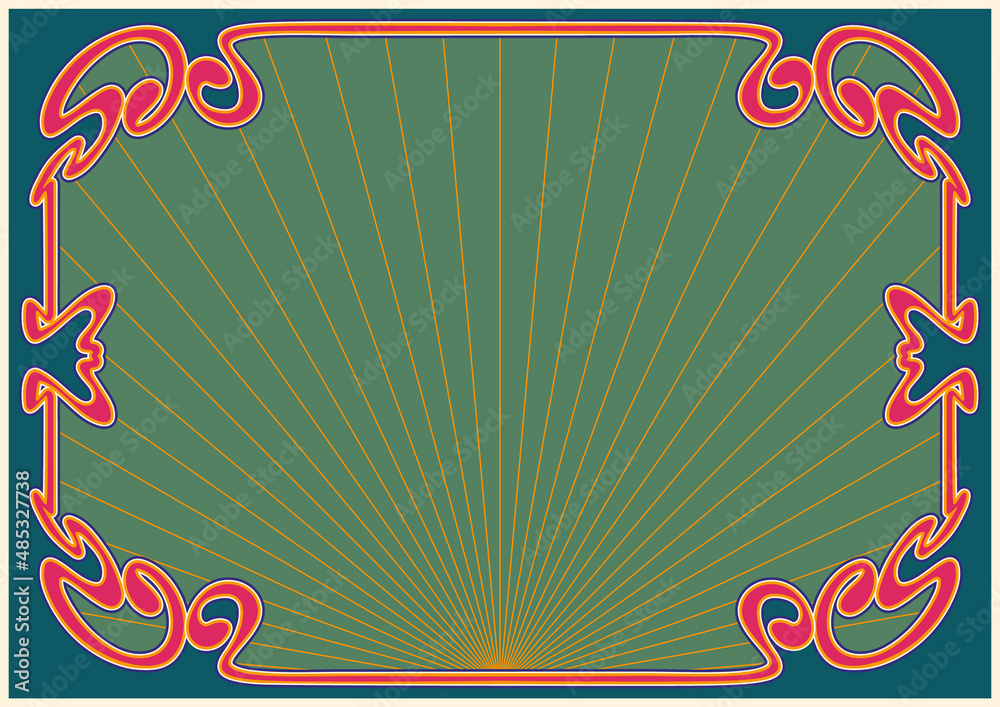 Psychedelic Art Nouveau Frame, 1900s - 1920s Decorative Border, 1960s ...