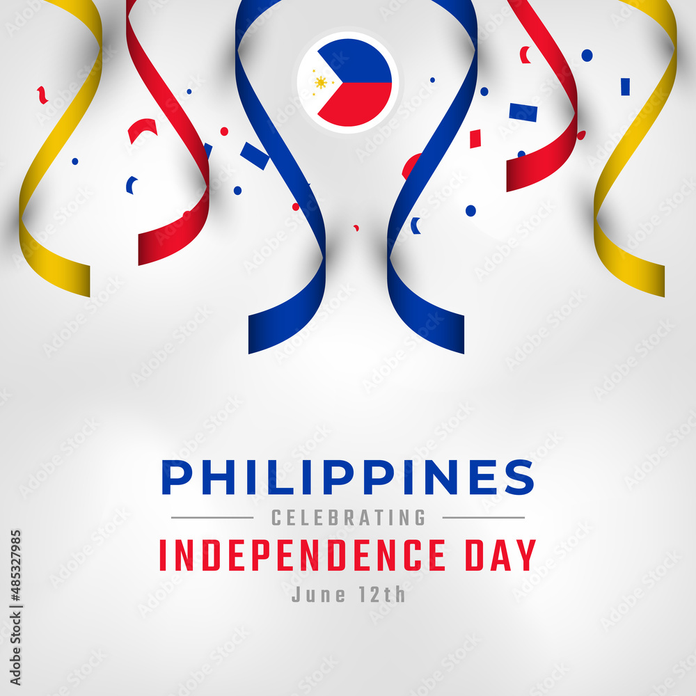 Happy Philippines Independence Day June 12th Celebration Vector Design ...