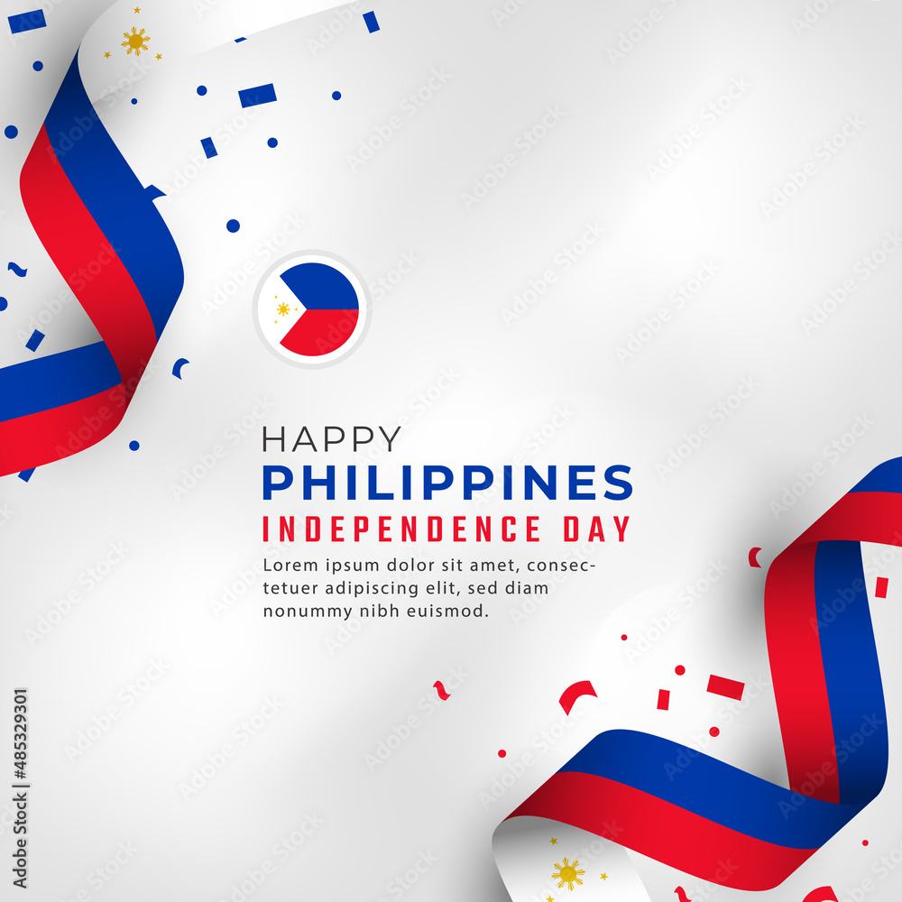 Happy Philippines Independence Day June 12th Celebration Vector Design ...