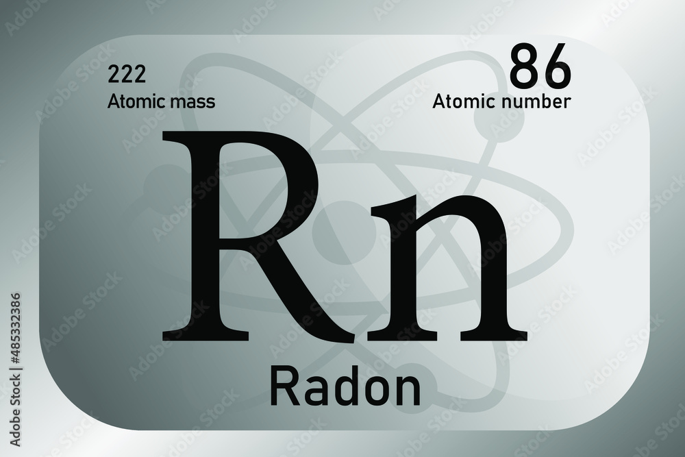 Vector illustration of a sign, symbol of the Radon atom, an element of ...