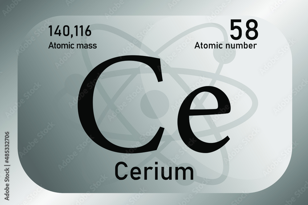 Vector illustration of a sign, symbol of the Cerium atom, an element of ...