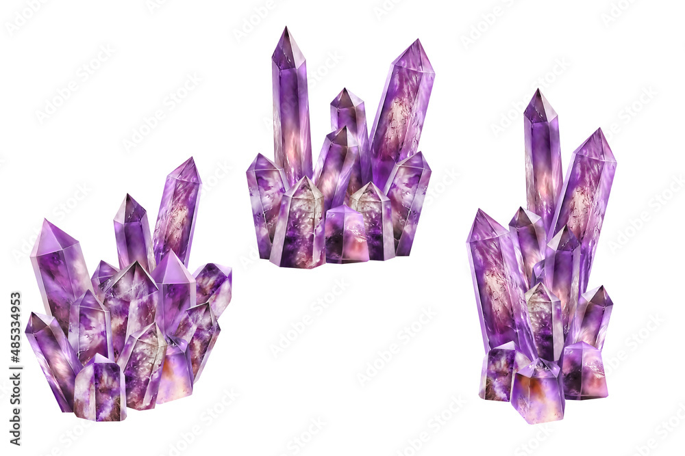 Amethyst stone. Clip art isolated on white Stock Illustration | Adobe Stock
