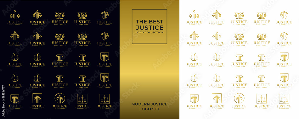 Simple elegant law firm logo collection , justice logo set , black and ...