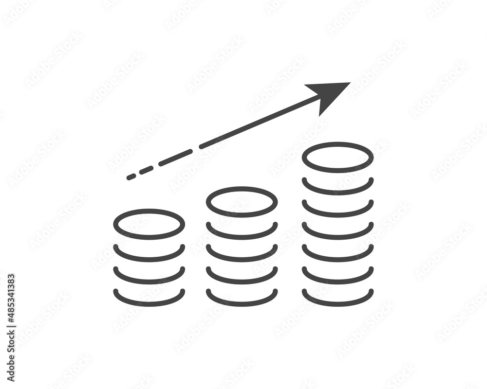 Vector icon money income on white isolated background. Layers grouped ...