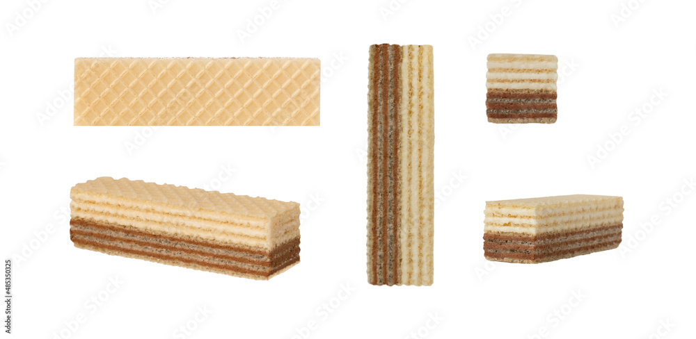 Chocolate and creamy stuffed wafer waffer isolated on white background ...