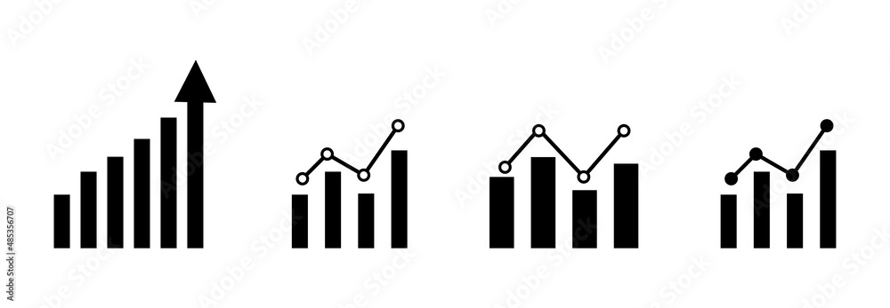 Growing graph set. Business chart with arrow. Growths chart collection ...