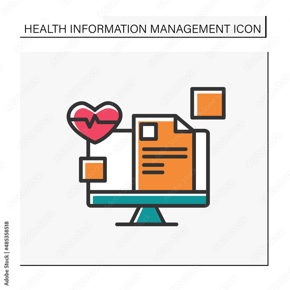 Electronic health record color icon. Digital health documentation ...