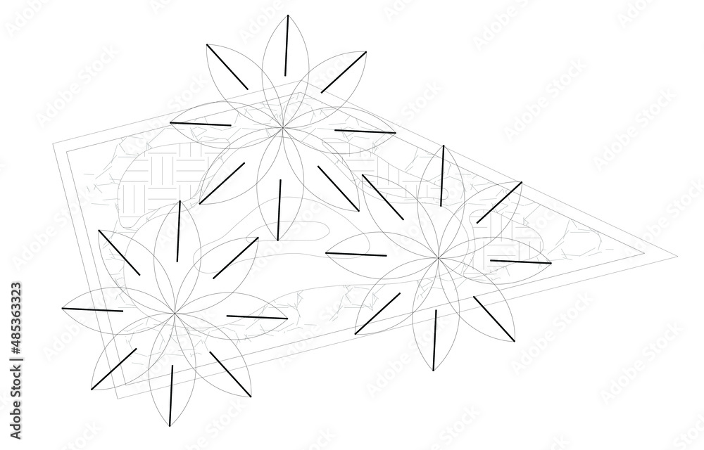 Architectural graphic or symbol of the trees and planter box in ...