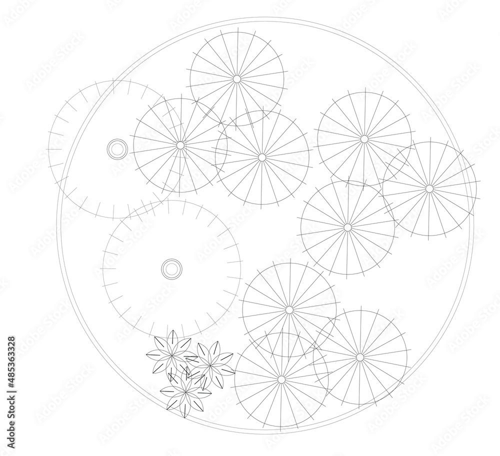 Architectural graphic or symbol of the trees and planter box in ...