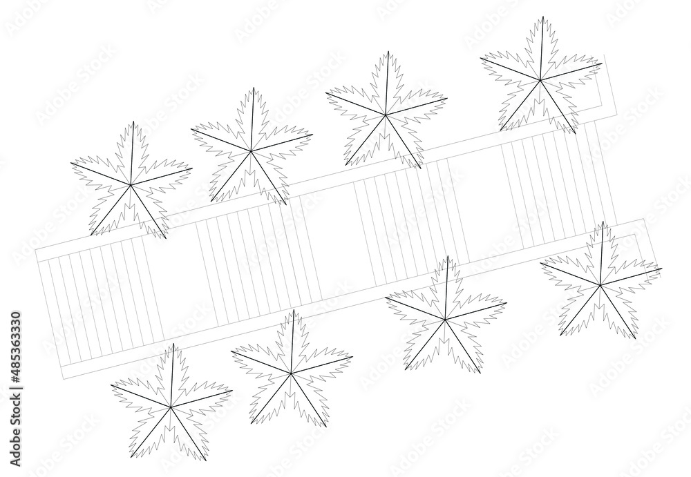 Architectural graphic or symbol of the trees and planter box in ...