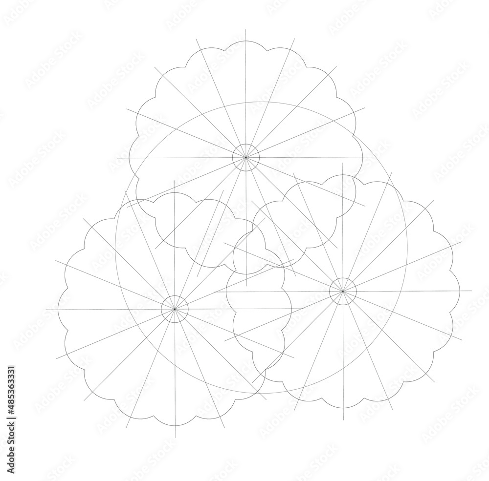 Architectural graphic or symbol of the trees and planter box in ...