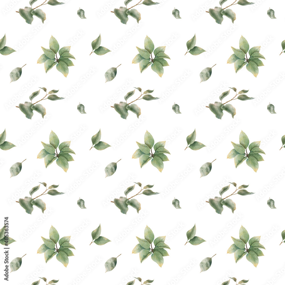 Lemon leaf seamless pattern. Leaves, branches of lemon. The seamless ...