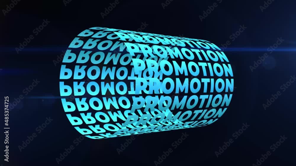 PROMOTION blur text word tube rotating animation seamless loop isolated ...