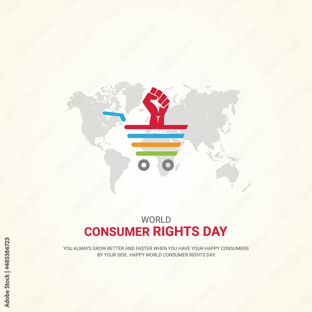 World Consumer Rights Day, shopping symbol with hand rights design for ...