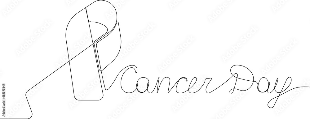 Continuous one line drawing of hand as symbol of world cancer day ...