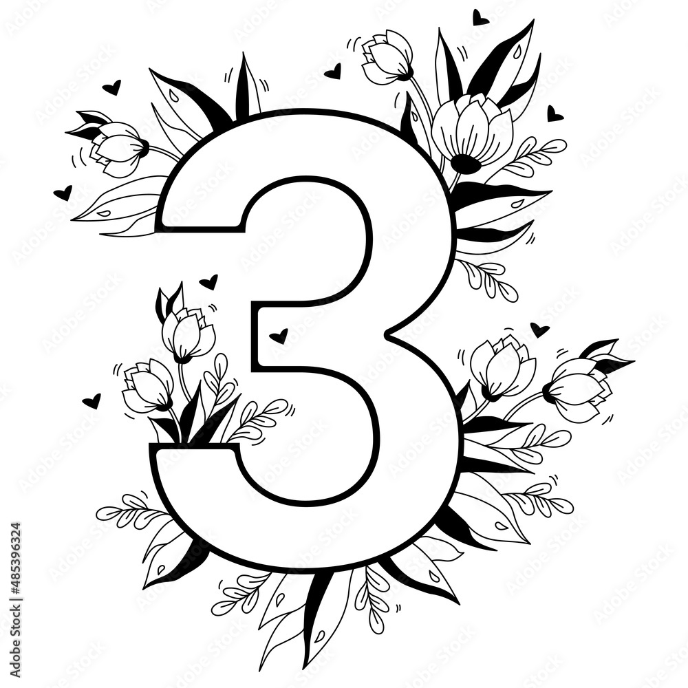 Number Three Outline